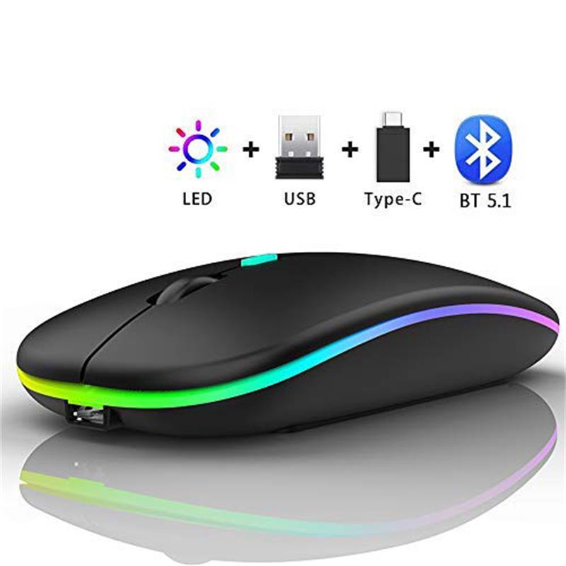 Bluetooth Wireless Mouse Rechargeable for MacBook Air/Pro 2.4GHz BT 3 ...