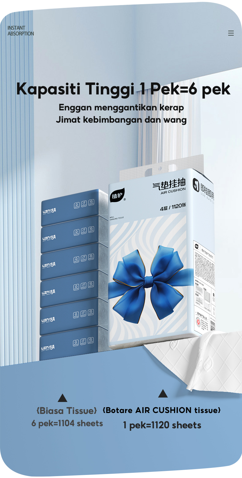 [4PCS]Botare Tissue Gantung AIR-cushion Tissue 4-Ply Comfort Facial ...