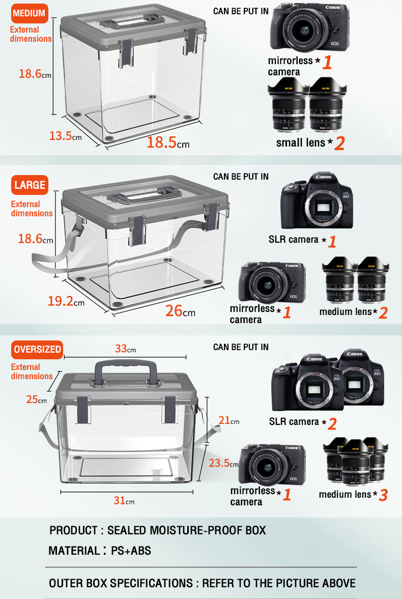 dry box storage box camera drybox Digital hygrometer Silica Gel ...