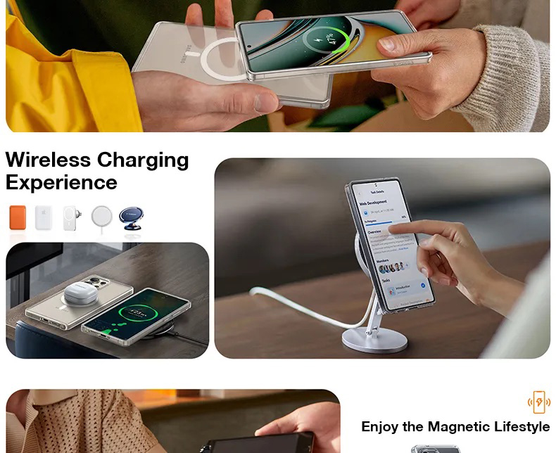 LiELFF Magnetic Transparent Crystal Case For Samsung Galaxy S25 S24 S23 ...