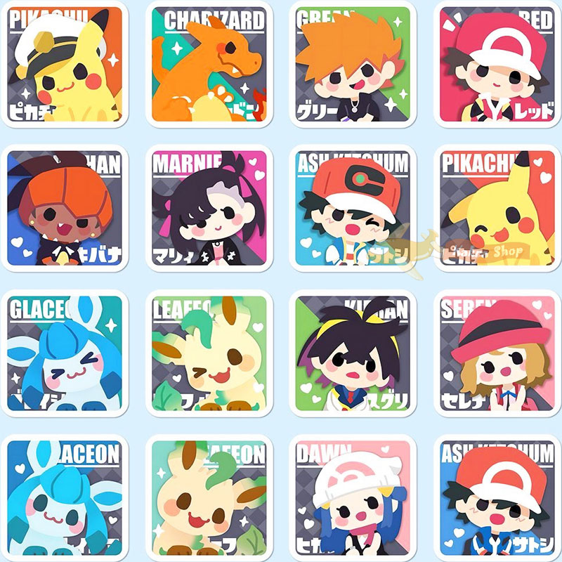 124pcs Pokemon Profile Picture Sticker Pocket Monster Pikachu Charizard ...