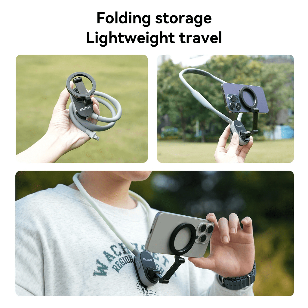 TELESIN Silicone Magnetic Neck Mount Quick Release Hold for Iphone 15 ...