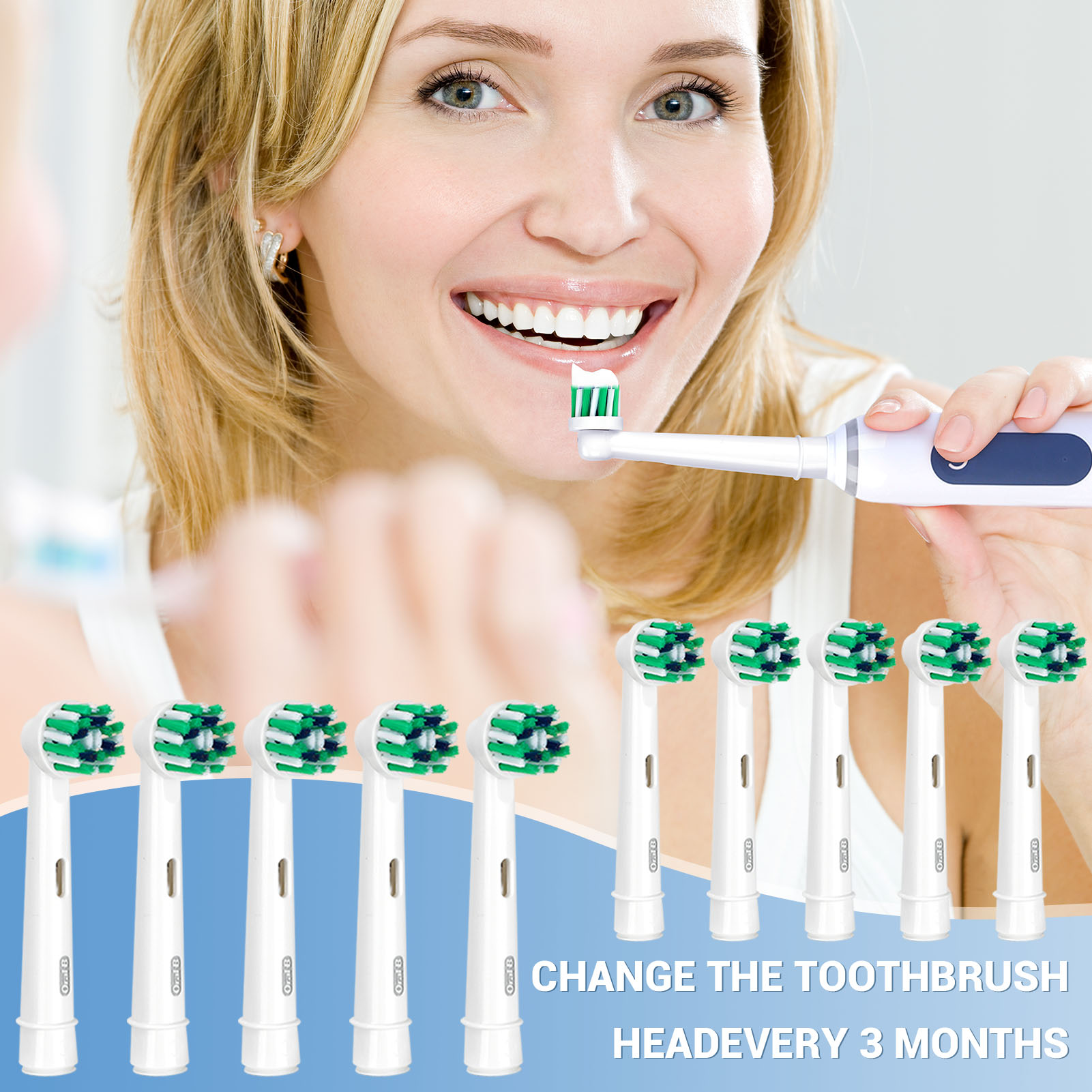 Oral-B CrossAction Toothbrush Heads EB50RB 10pcwith CleanMaximiser ...