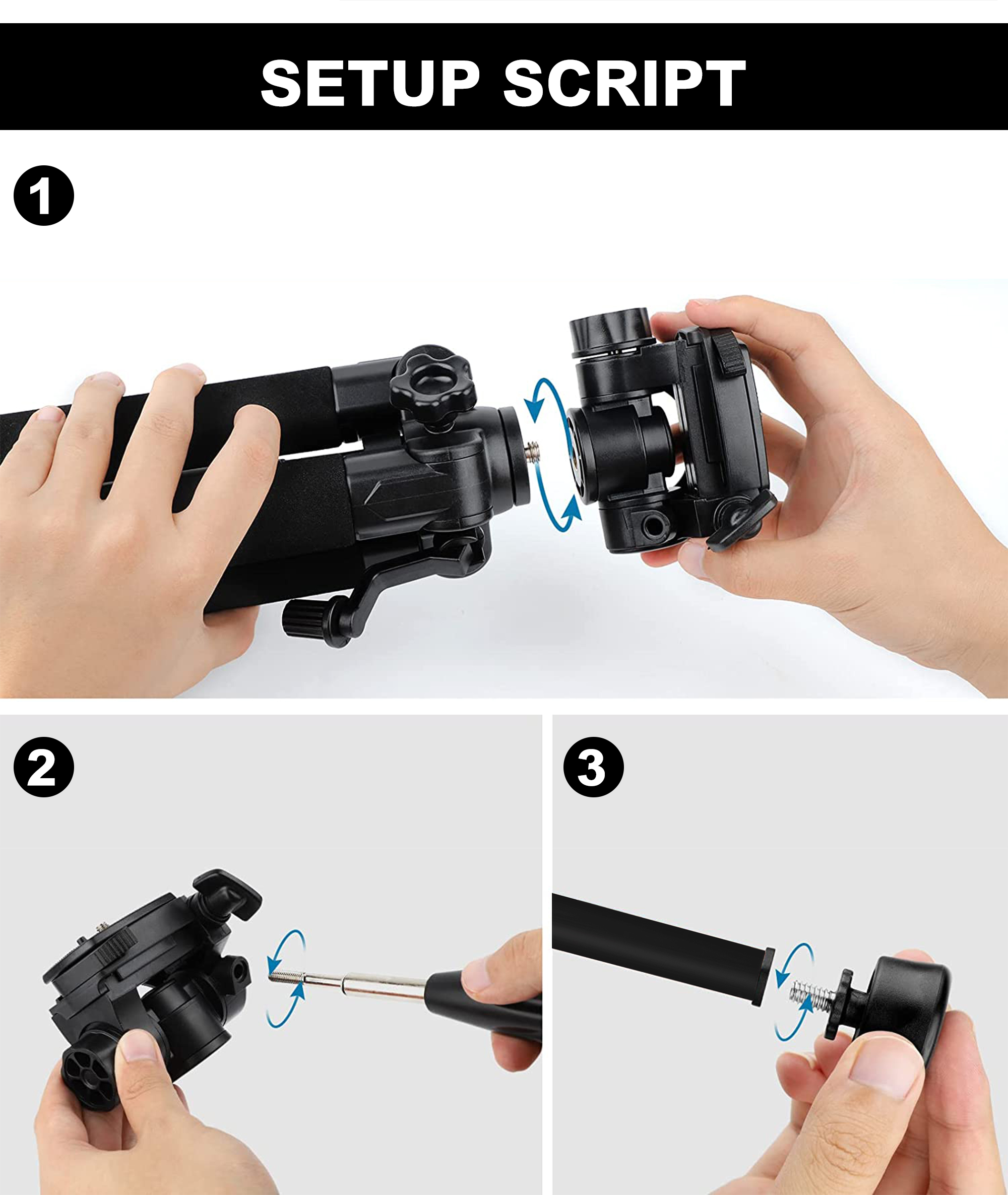 Zomei Q188 Camera tripod Aluminum Alloy Tripod with 3-Way Pan Tilt Head ...