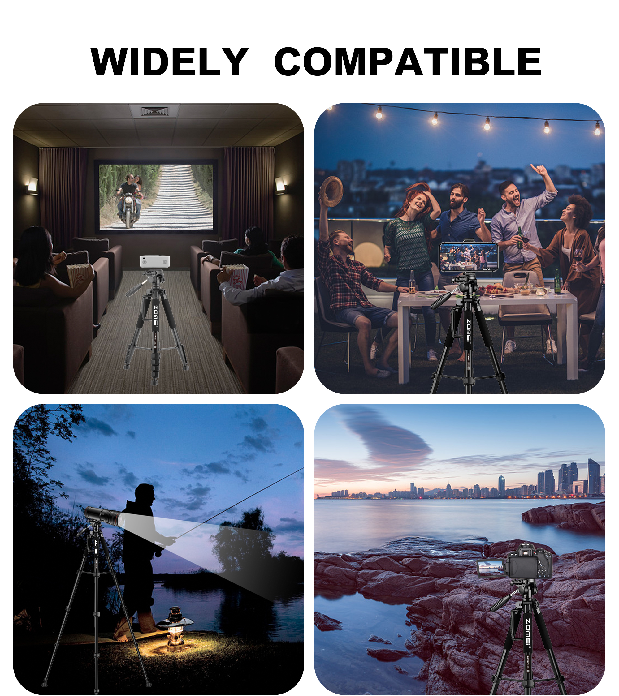 Zomei Q188 Camera tripod Aluminum Alloy Tripod with 3-Way Pan Tilt Head ...