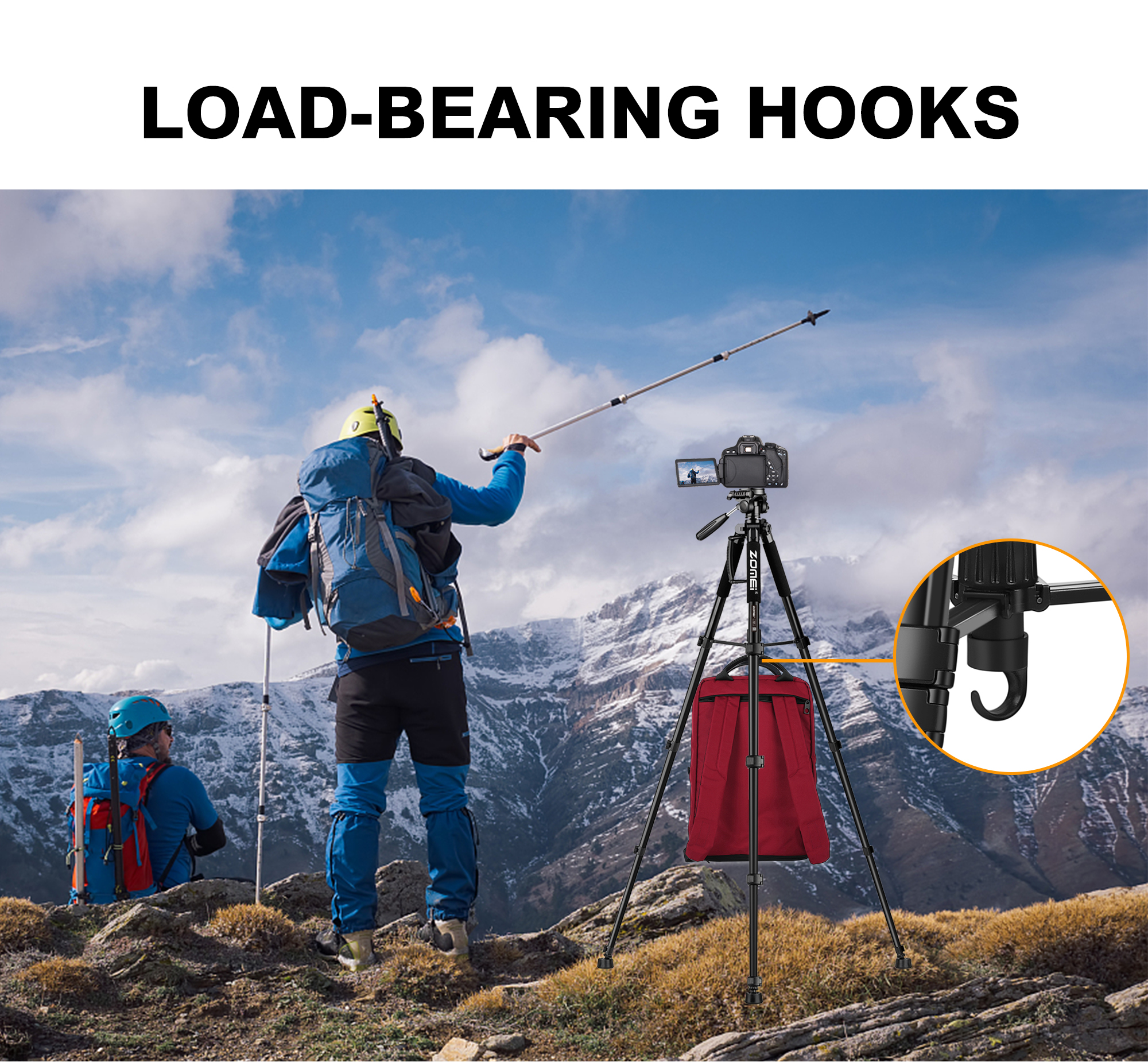 Zomei Q188 190cm Camera tripod Aluminum Alloy Tripod with 3-Way Pan ...