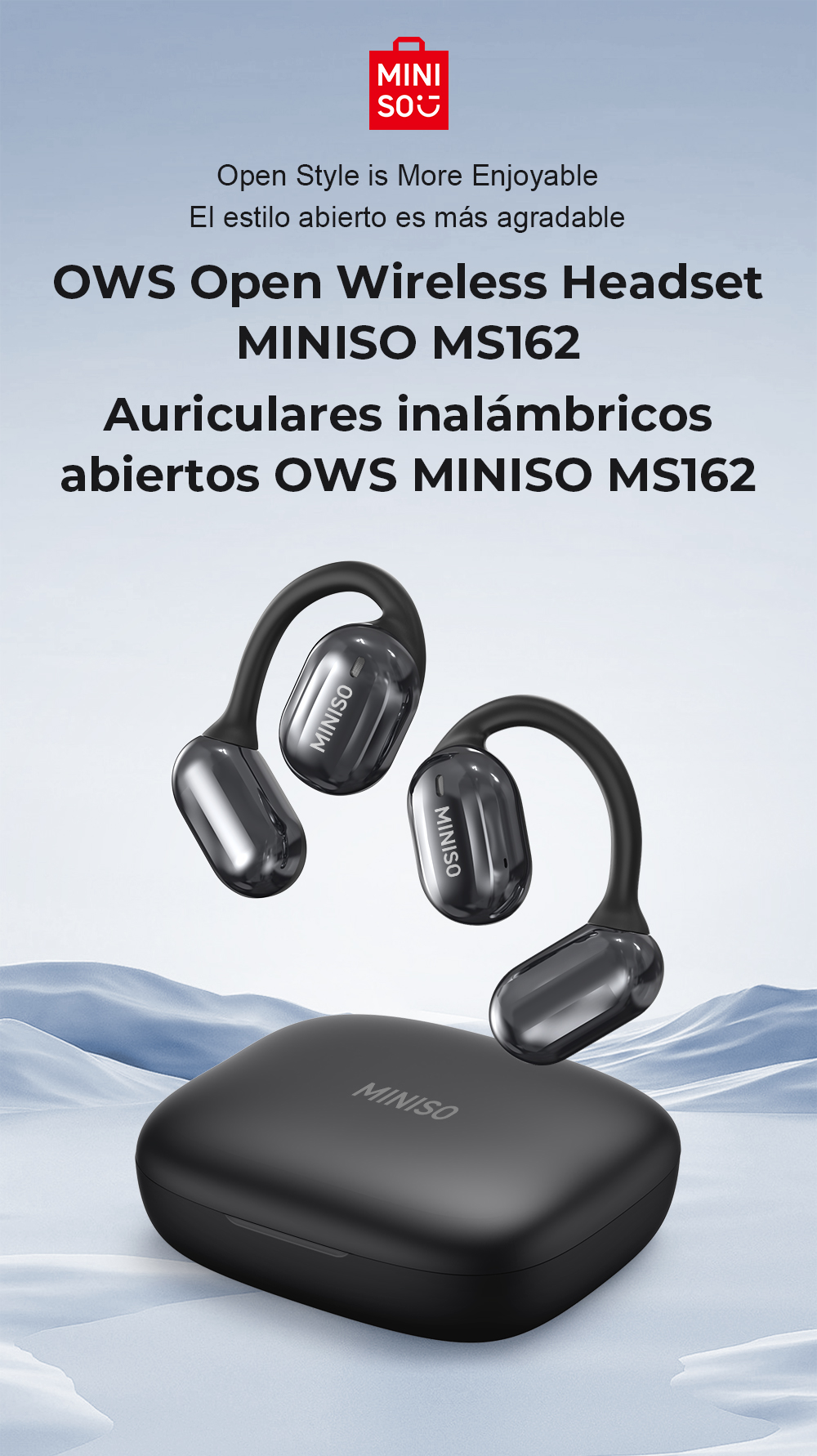 MINISO MS162 AI Translator Earbud Wireless Bluetooth Earphone Open Ear ...