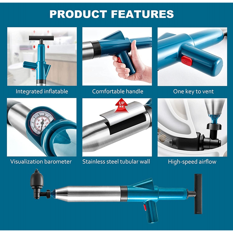 High Pressure Air Drain Blaster Plunger Pump Sink Unclog Toilet Plunger ...