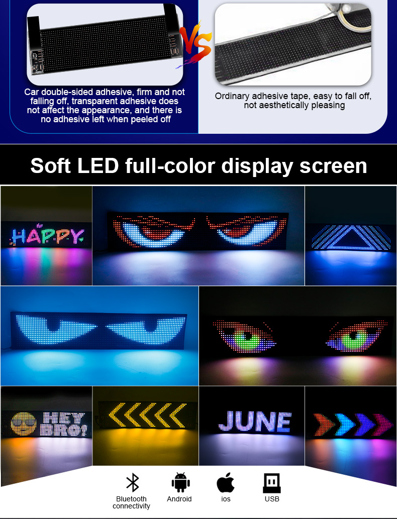 Soft Foldable Devil's Eye LED DIY Soft Screen Truck Sign Remote Control Scrolling Display Light ...
