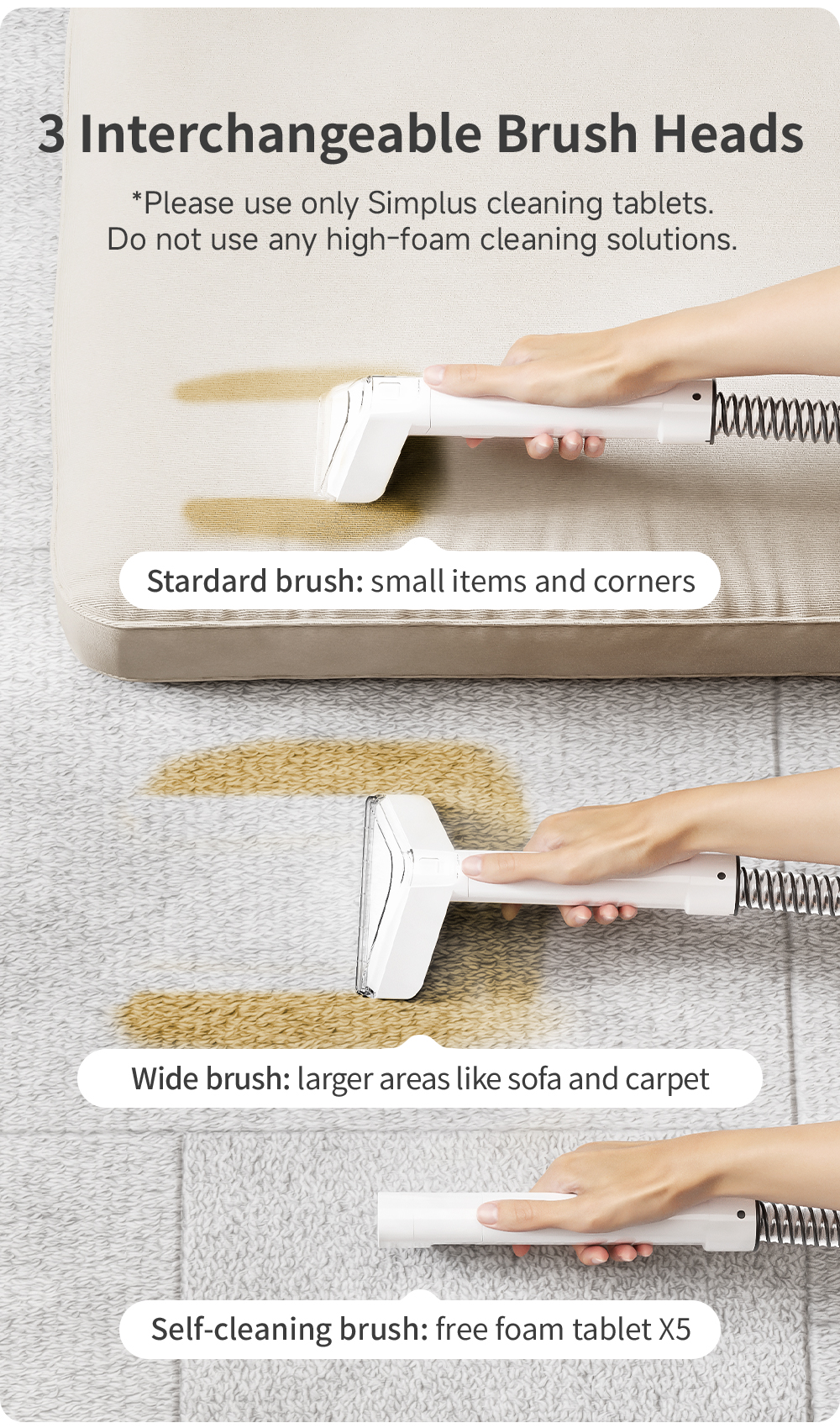 Simplus Pink Spot & Fabric Cleaner | 16,000Pa Suction | 60℃ Hot Water ...