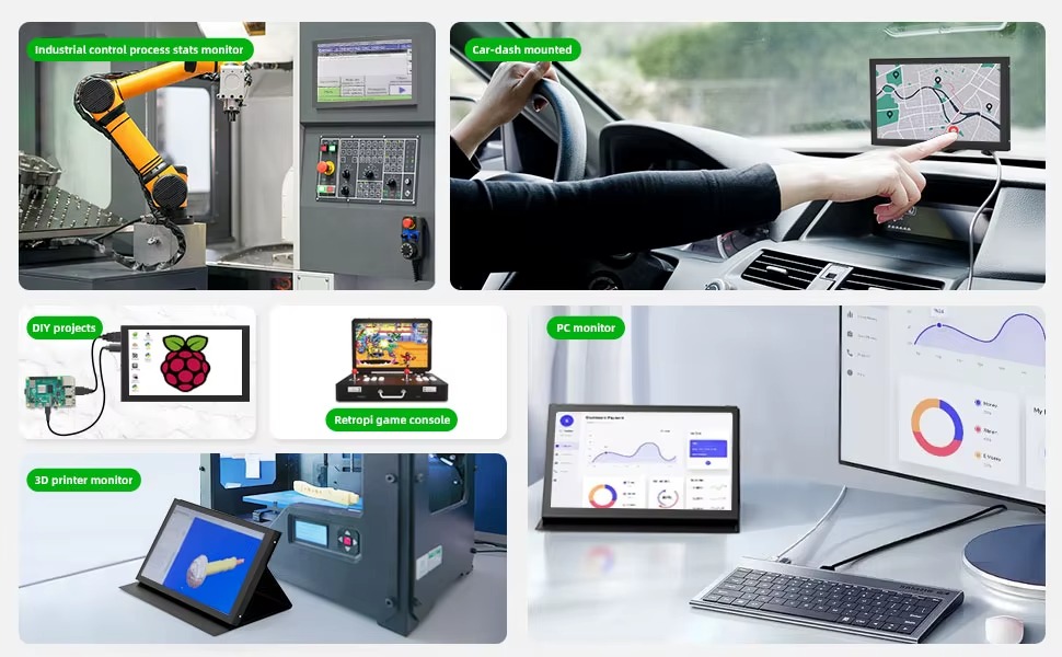 Eyoyo 7 Inch Monitor 1024x600 IPS Portable Monitor 5-point Raspberry Pi ...