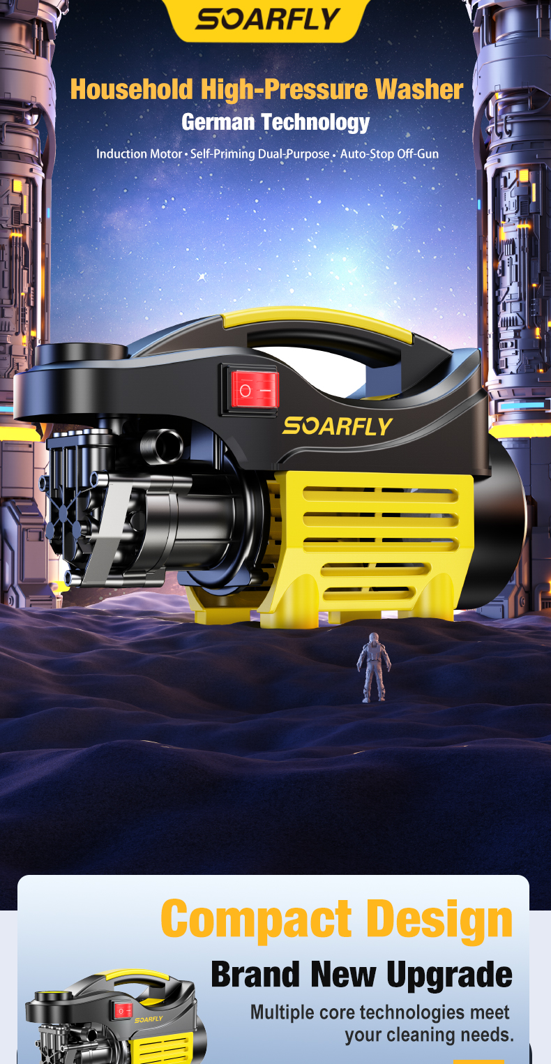 SOARFLY 3800W Car Water Jet High Pressure Wash Machine Car Wash Home ...