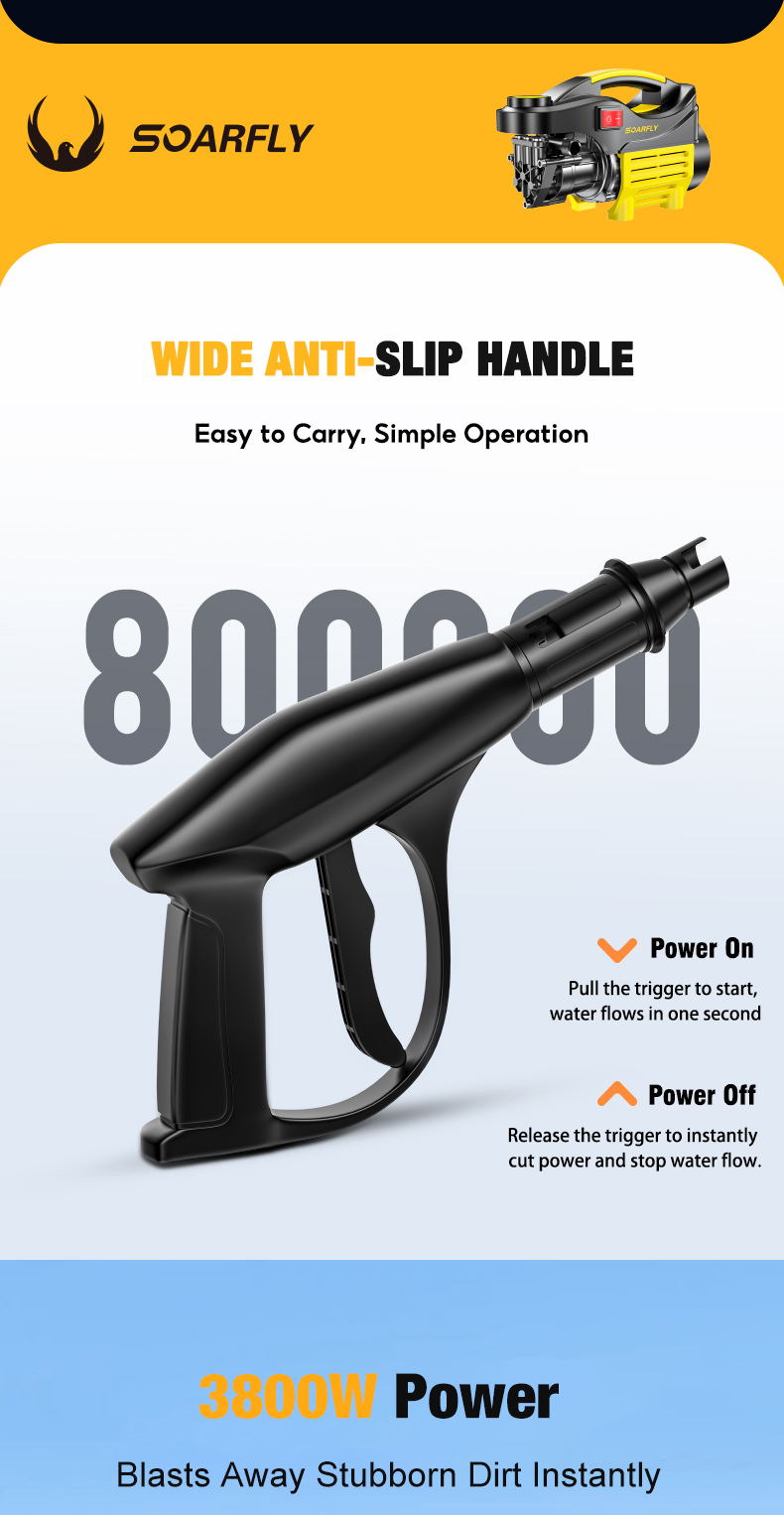 SOARFLY 3800W Car Water Jet High Pressure Wash Machine Car Wash Home ...