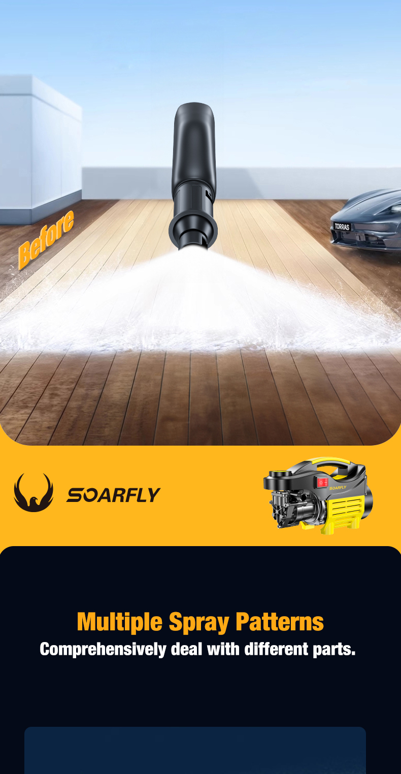 SOARFLY 3800W Car Water Jet High Pressure Wash Machine Car Wash Home ...
