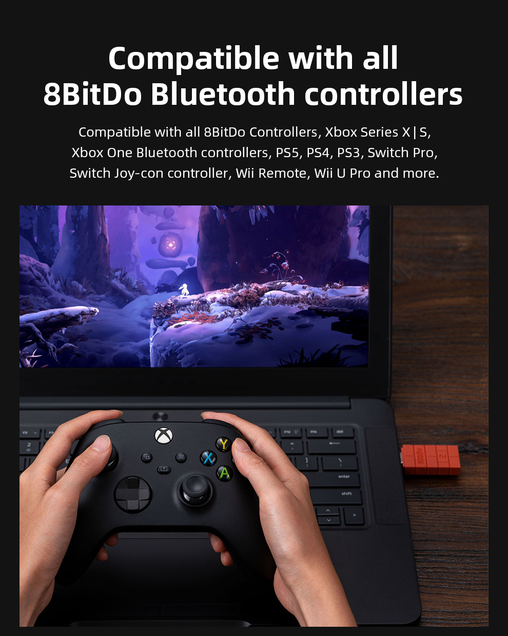 8BitDo USB Wireless Receiver Bluetooth-compatible Controller Adapter ...