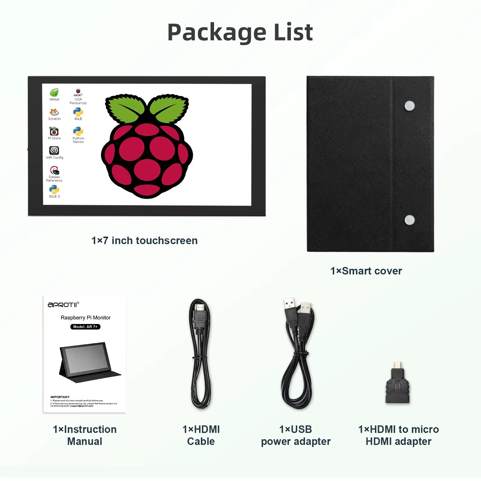 Eyoyo 7 Inch Monitor 1024x600 IPS Portable Monitor 5-point Raspberry Pi ...