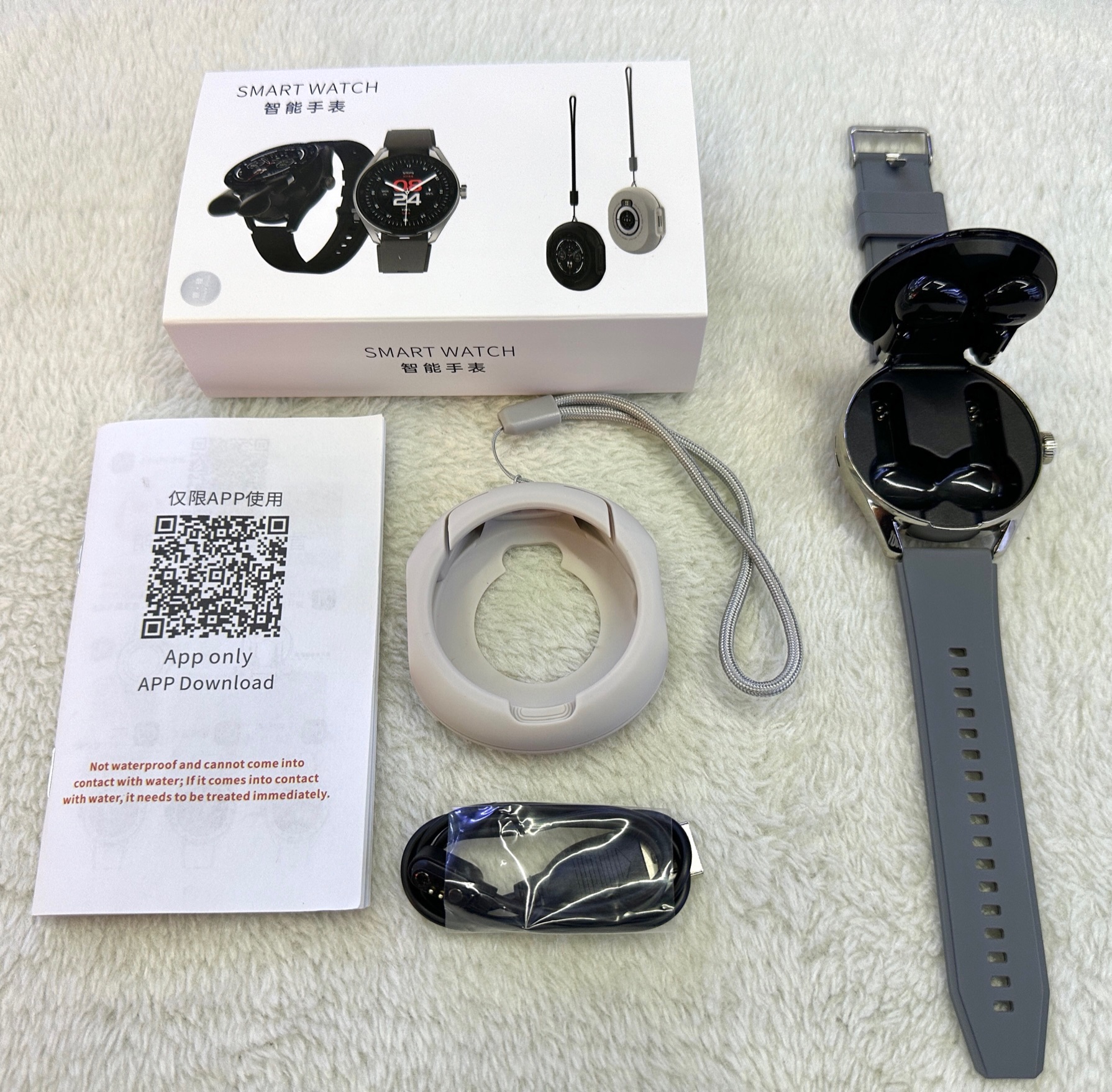 Smart Watch D9 TWS 2-in-1 Headset Bluetooth Talk Heart Rate Health Monitoring Headphones Play ...