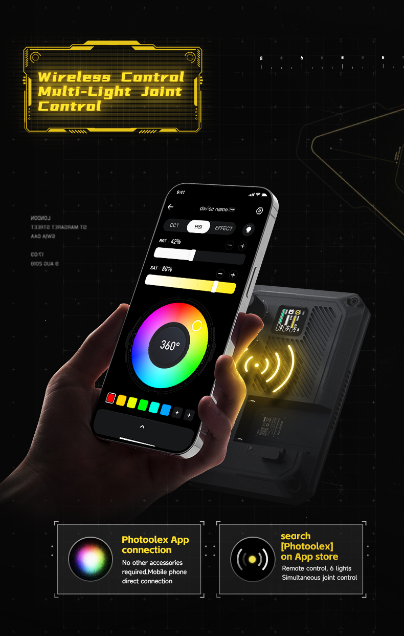 Photoolex Matrix-07RGB 36W Rechargeable Outdoor Full Color Photography ...