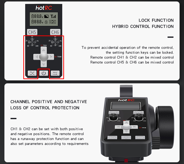 HOTRC CT-6A 6CH 6 Channels Radio Control 2.4GHZ FHSS System 4V-9V One ...