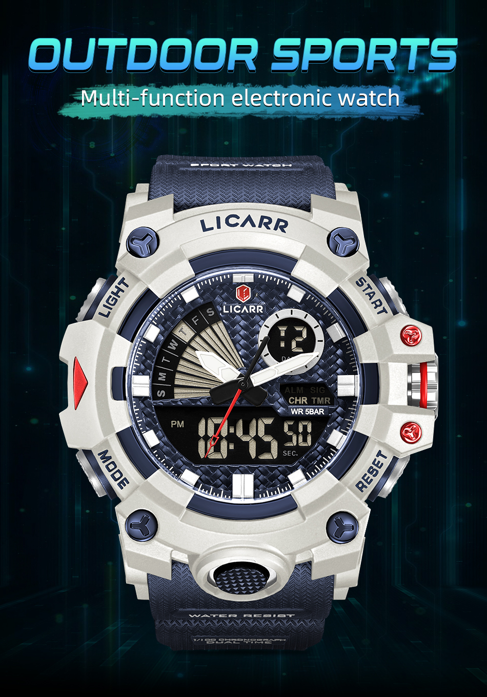 LICARR Top Brand Original Dual Display Waterproof Sport Casual Trend ...