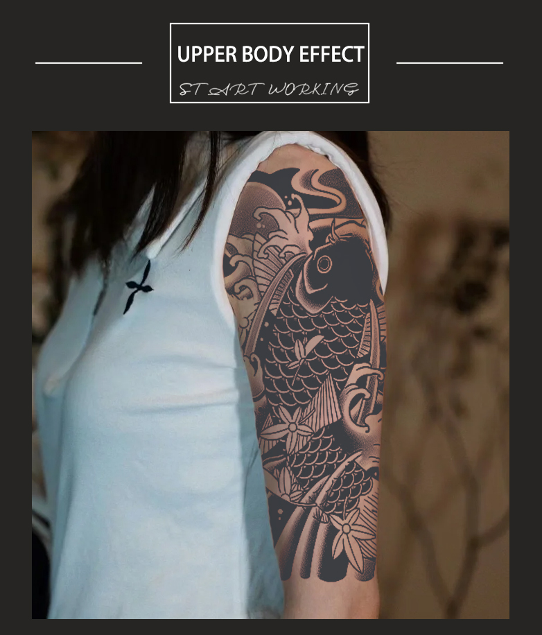Waterproof Koi Wave Temporary Tattoos Non-Reflective Long Lasting ...