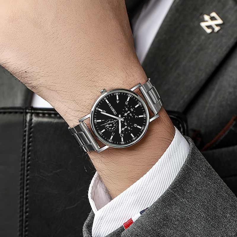Men's Luxury Quartz Watch & Bracelet Set - Elegant Stainless Steel Gift ...