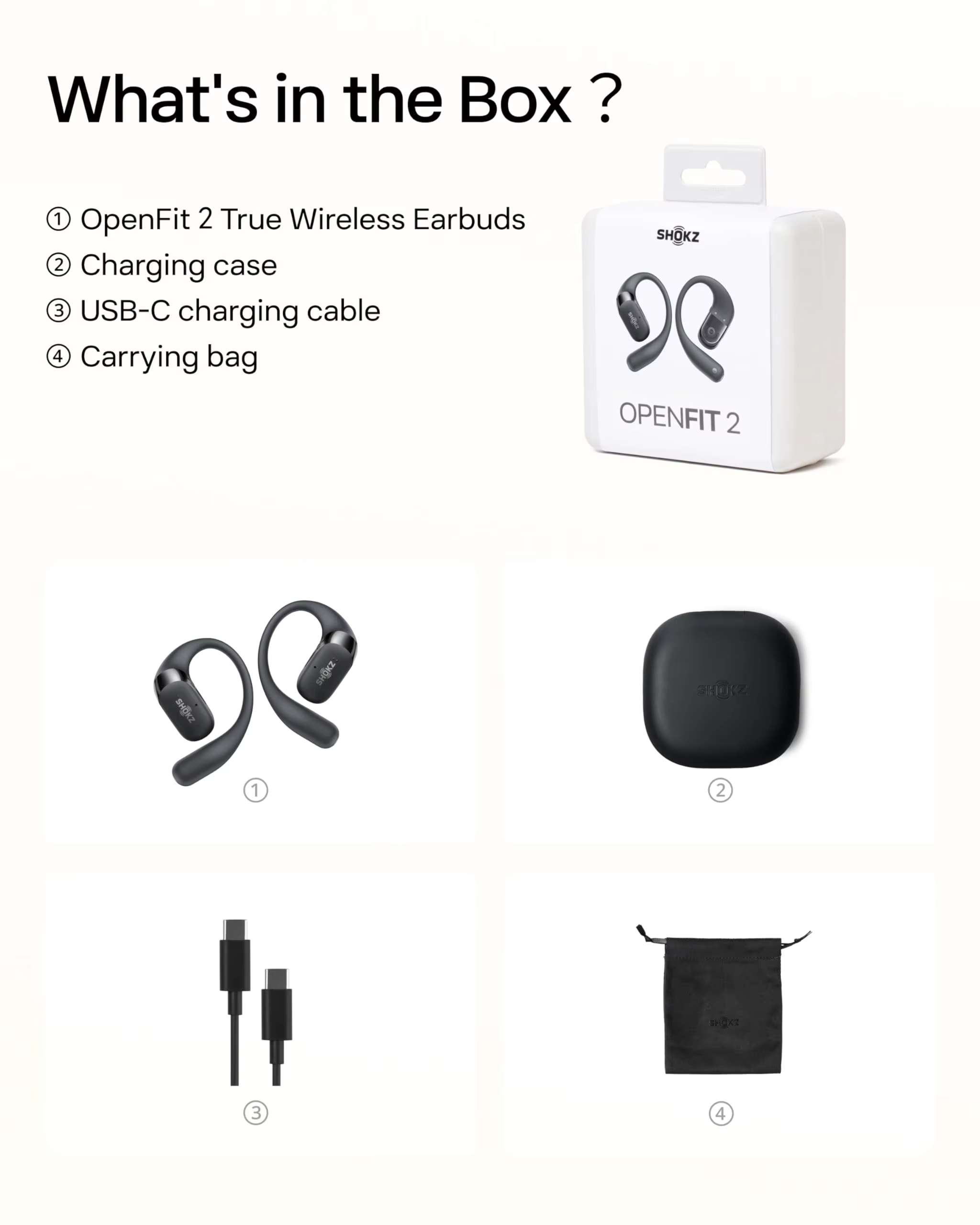 Shokz OpenFit 2 T920 Open Headsets Hanging Ear Wireless Bluetooth Earphones With DualBoost ...
