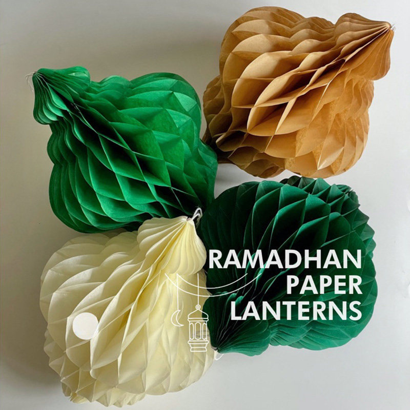 Ramadan Gourd Honeycomb Ball Ornament Eid Al Fitr Hanging Pendant ...