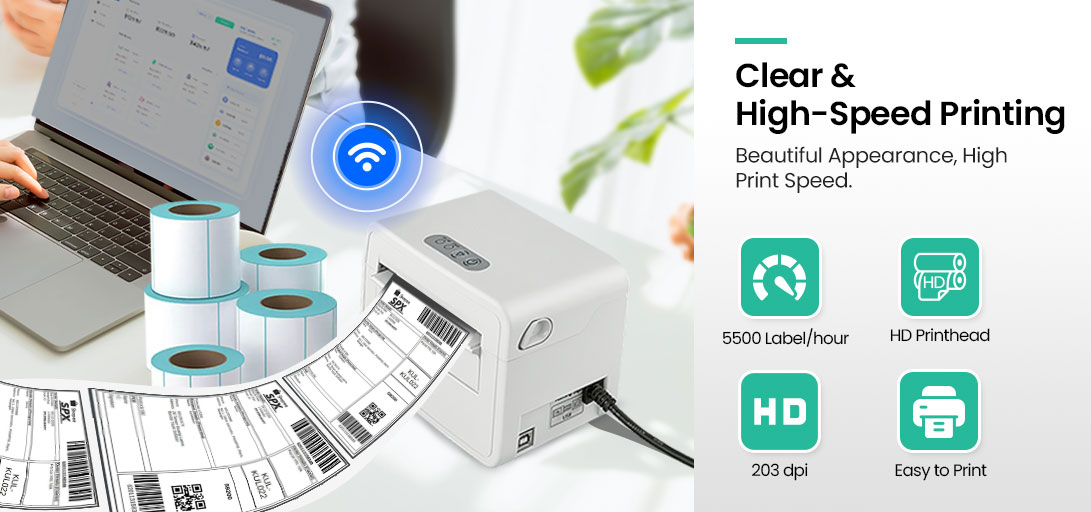 A6 A7 Thermal Printer Waybill Barcode Shipping USB Bluetooth Android ...