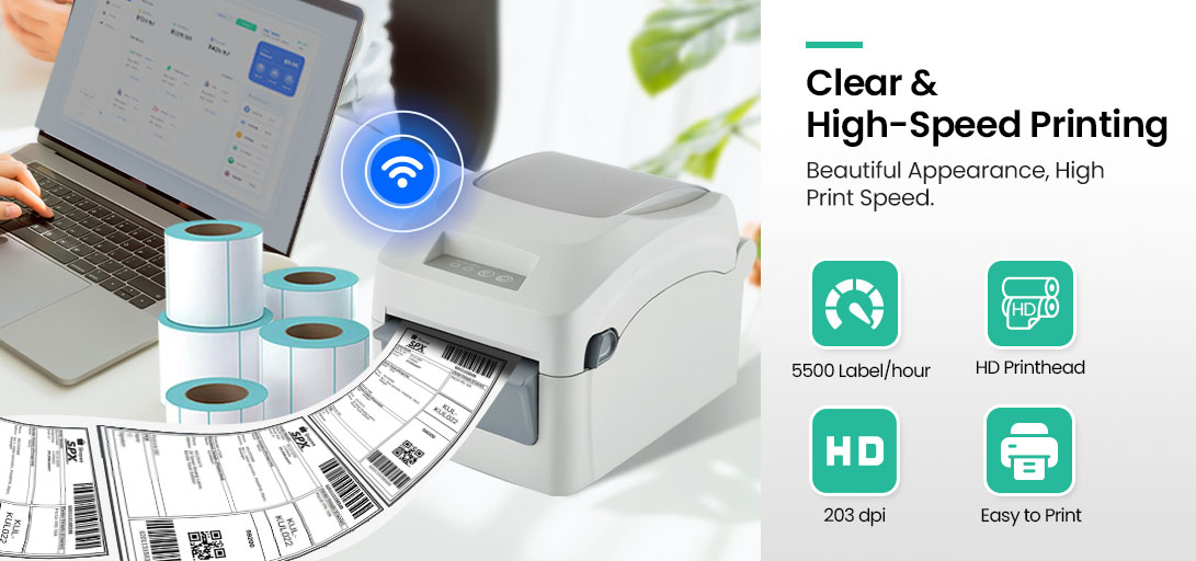 A6 A7 Thermal Printer Waybill Barcode Shipping USB Bluetooth Android ...