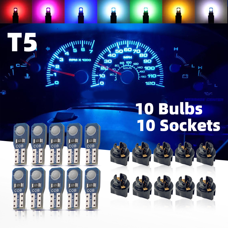 5pcs 10pcs T5 Led Meter Bulb with Twist Sockets 2SMD Wedge Instrument ...