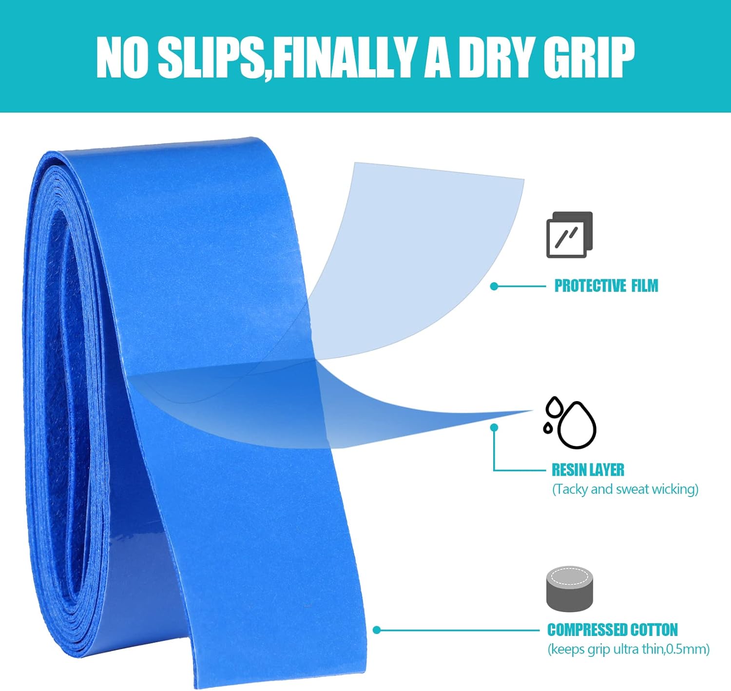 12pcs Dry Feel Tennis Overgrip Grip Tape Tennis Grip Anti Slip Tennis ...