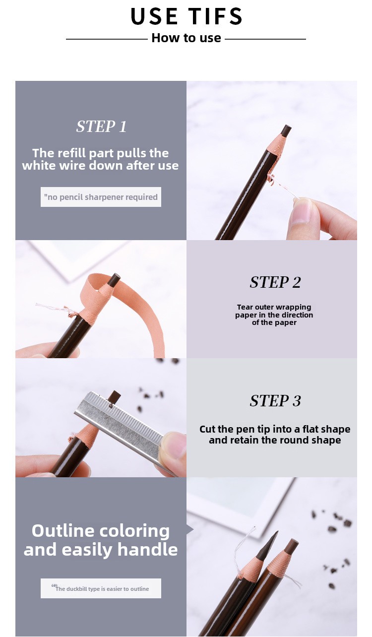 HENGSI Pull-String Eyebrow Pencil Waterproof Sweat-Proof Smudge-Proof ...