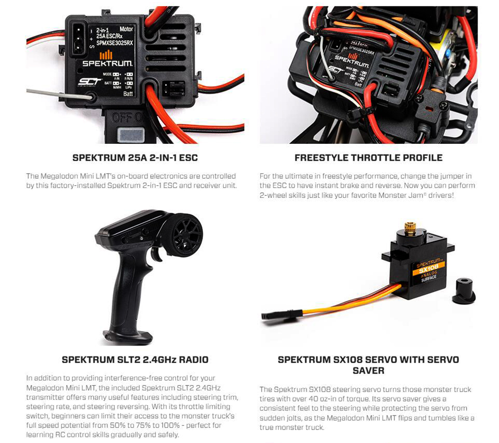 LOSI Mini LMT Megalodon 2S Monster Truck RTR Brushed 1/8 RC Electric ...