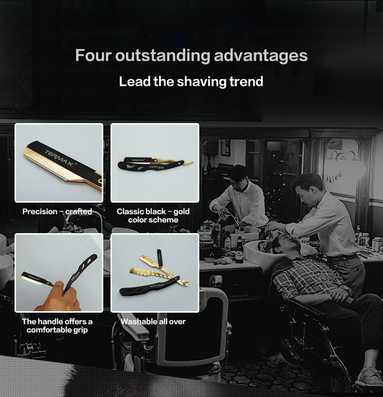 TERMAX Vintage Folding Razor Old fashioned Shaving Razor with Feather ...