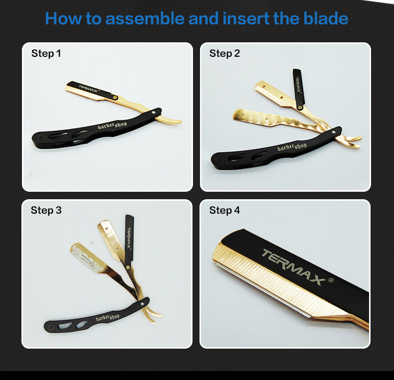 TERMAX Vintage Folding Razor Old fashioned Shaving Razor with Feather ...