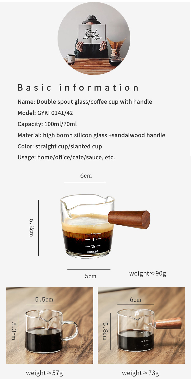 BINCOO Coffee Glass Creamer with Scale Espresso Extraction Measuring ...