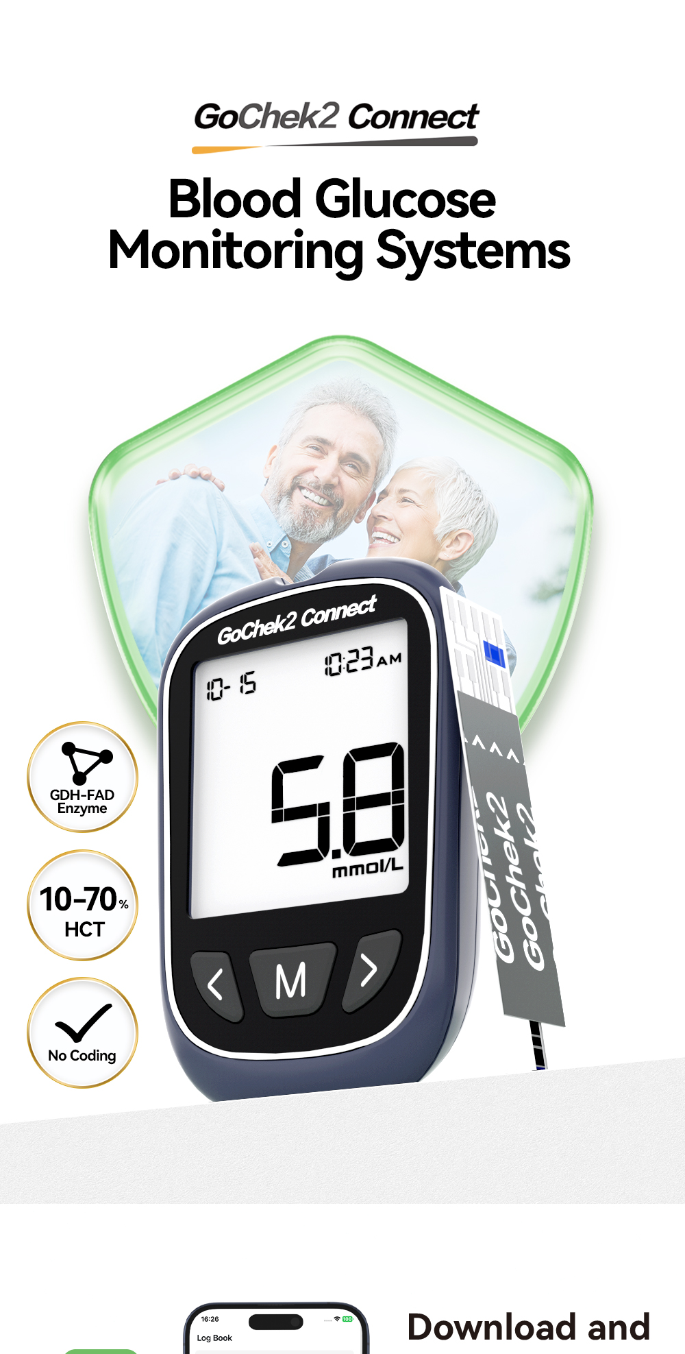Microtech Gochek2 Connect Blood Glucose Meter With 110pcs Test Strips ...