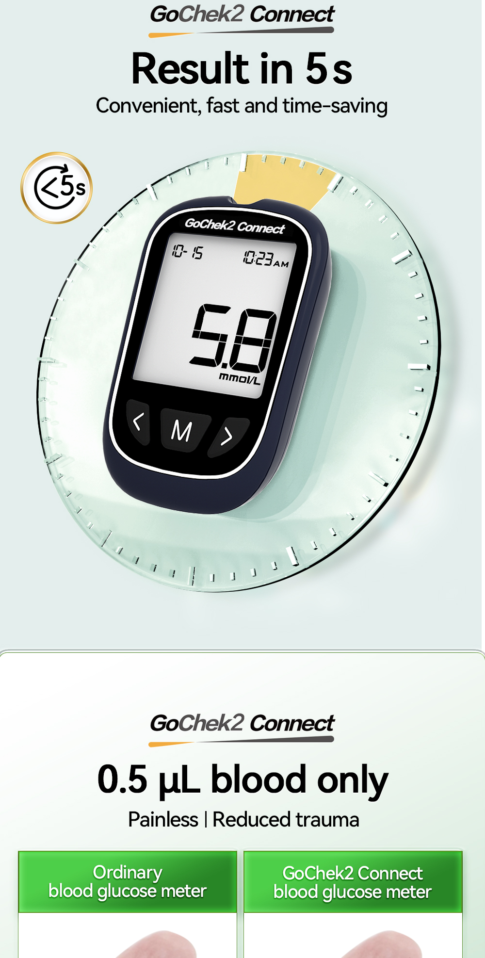 Microtech Gochek2 Connect Blood Glucose Meter With 110pcs Test Strips ...