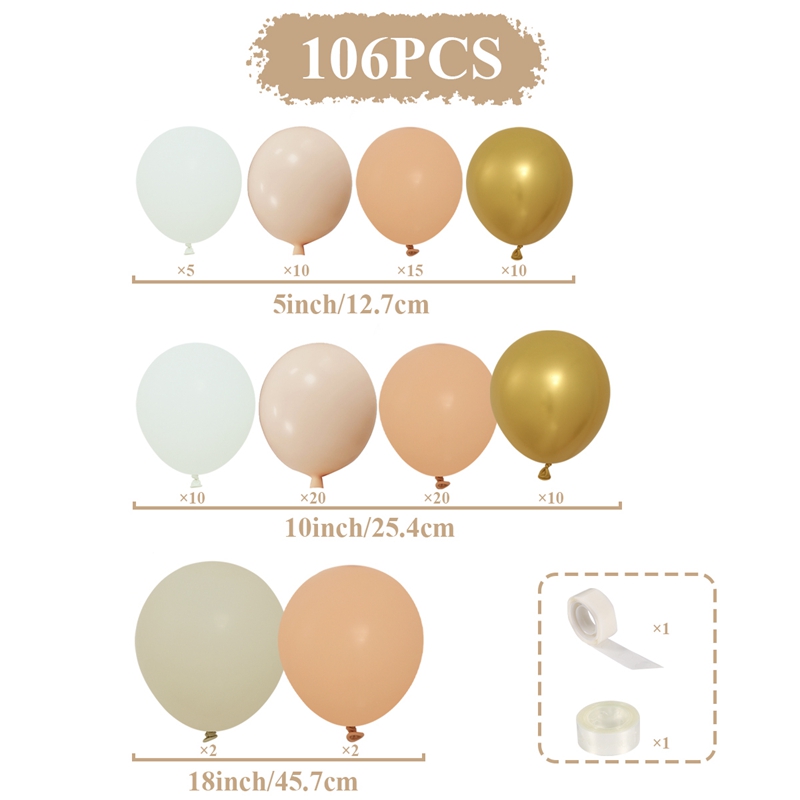 106pcs Neutral Balloon Arch Kit Neutral Balloon Garland with Nude Sand ...