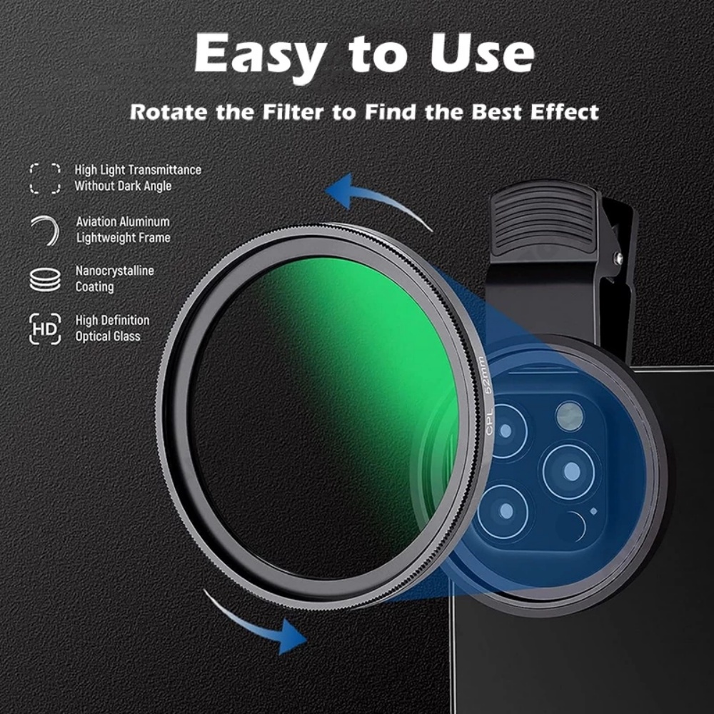 CPL Lens 37MM52MM Tattoo Universal Circular Portable CellPhone Camera ...