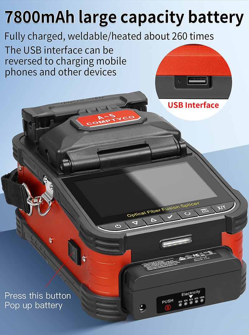 COMPTYCO A-5 Red Fusion Splicer High Precision 6 Motors Rapid welding ...