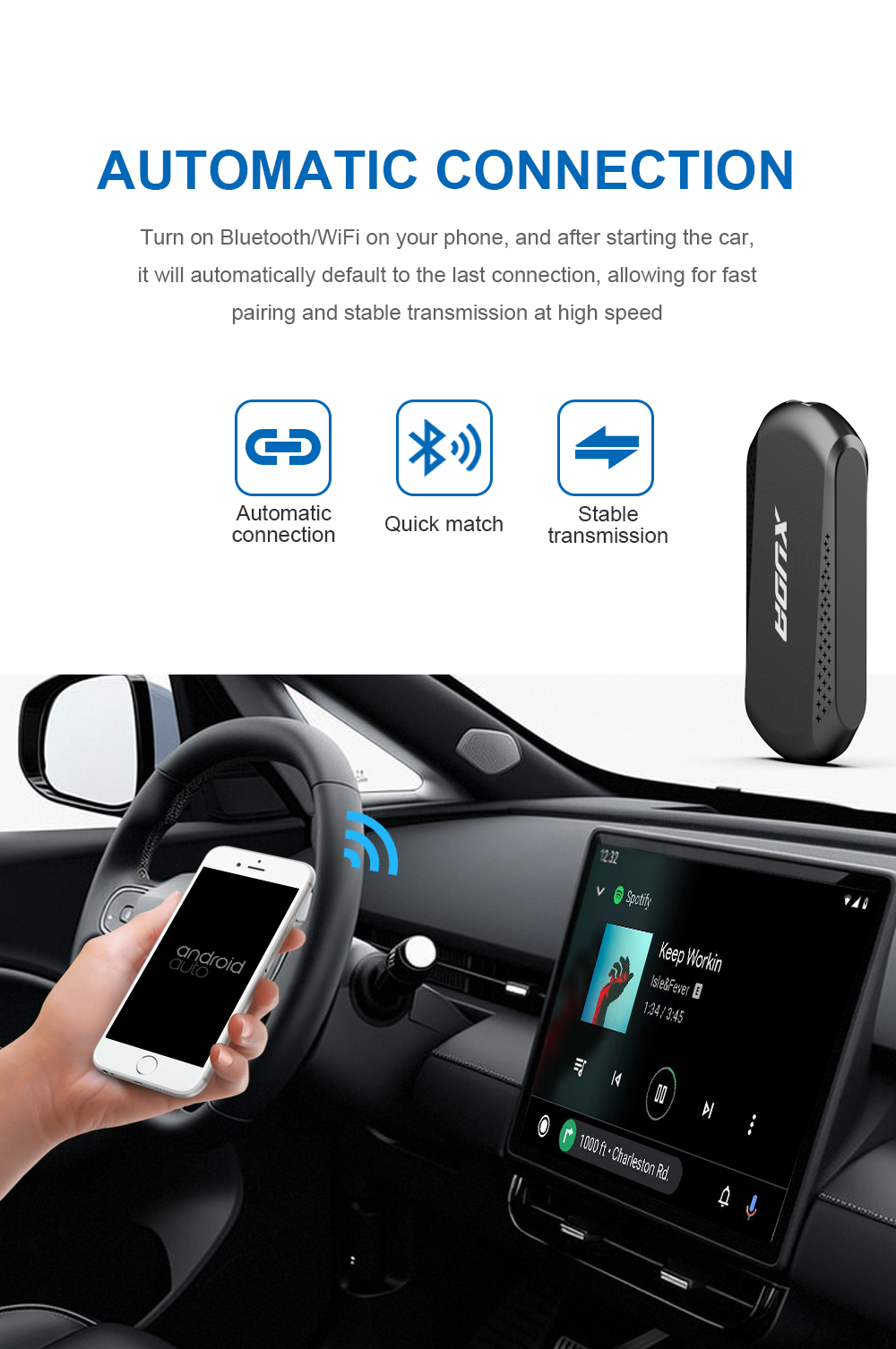 XUDA 2025 New Android 14 3In1 CarPlay Ai Box Wireless Android Auto USB ...