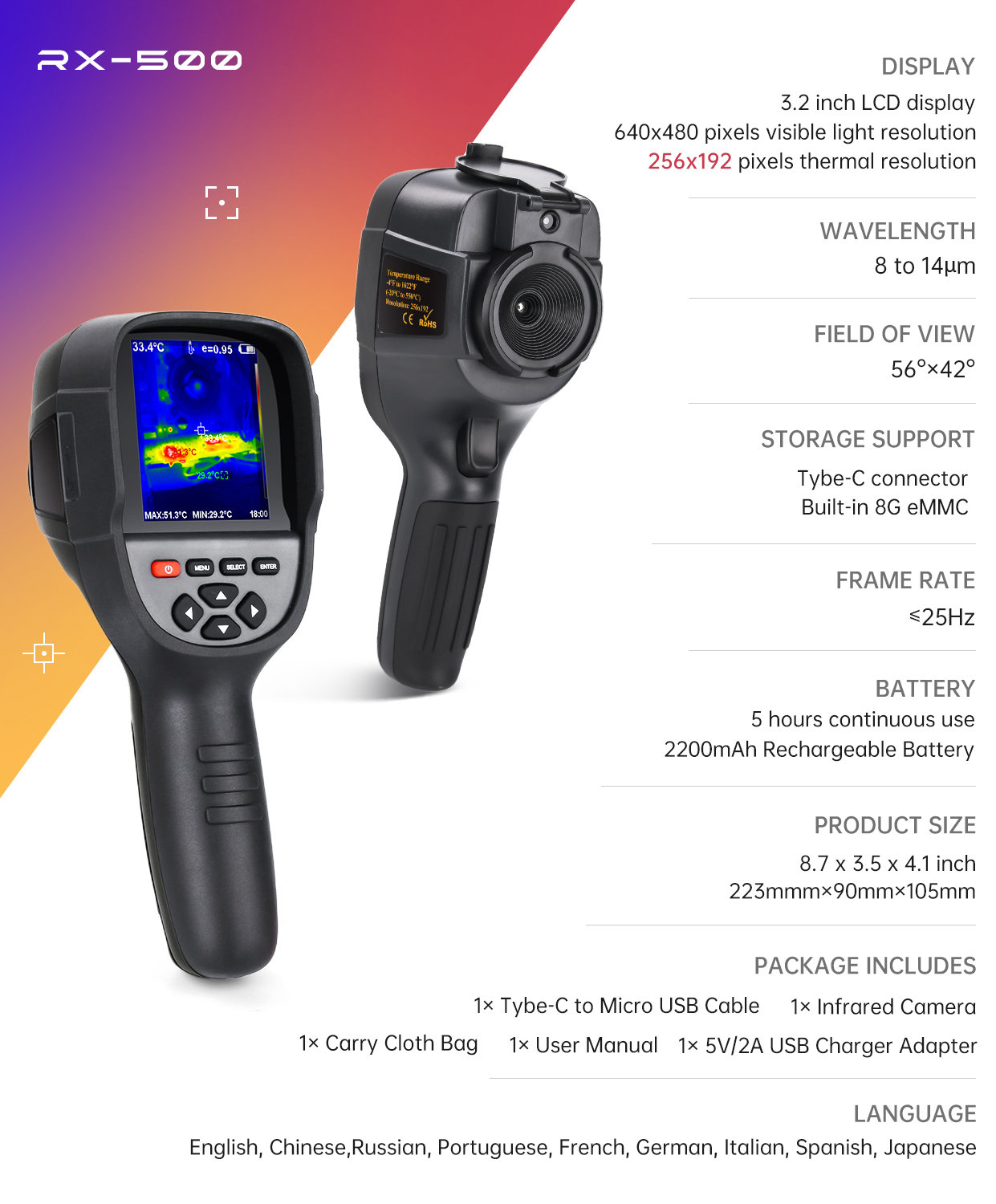 A-BF RX-500 Infrared Thermal Imager Handheld Thermal Imager For ...