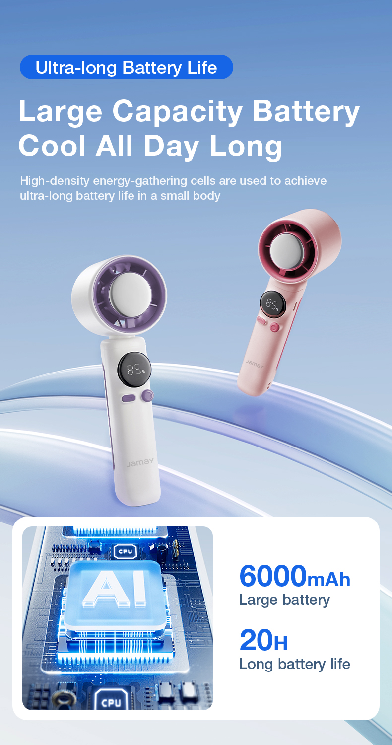 JAMAY FS930 Portable Fan Silent Mini Handheld Fan Emiconductor Cooling ...