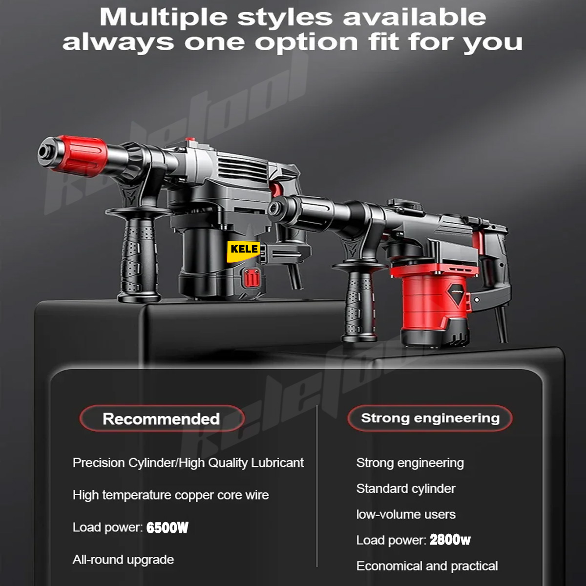 6800W Electric Hammer Drill Demolition Hammer Heavy Duty Concrete ...