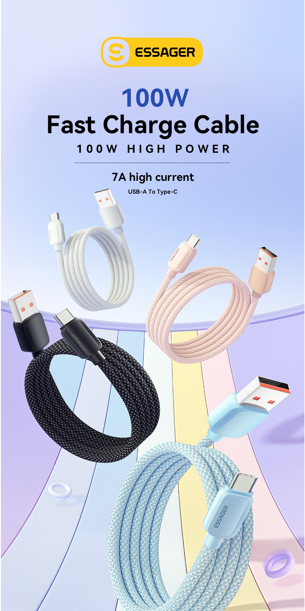 Essager PD 100W type-c Charging Fast Charging Cable USB to C-type cable is suitable for Xiaomi ...