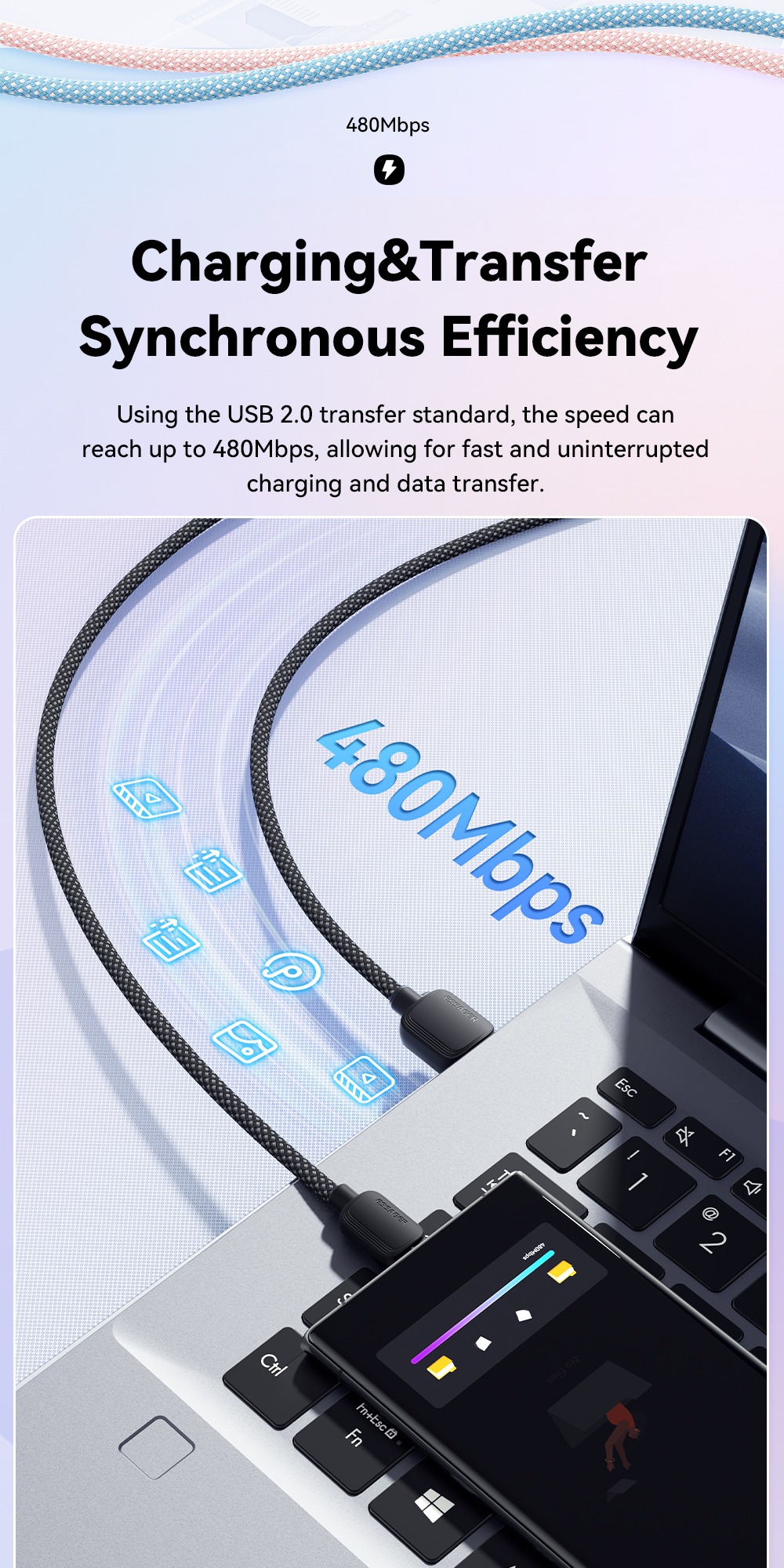 Essager PD 100W type-c Charging Fast Charging Cable USB to C-type cable is suitable for Xiaomi ...