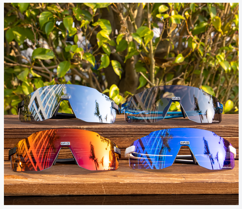 Kapvoe Rimless Photochromic Cycling Glasses UV400 Running Sunglasses ...