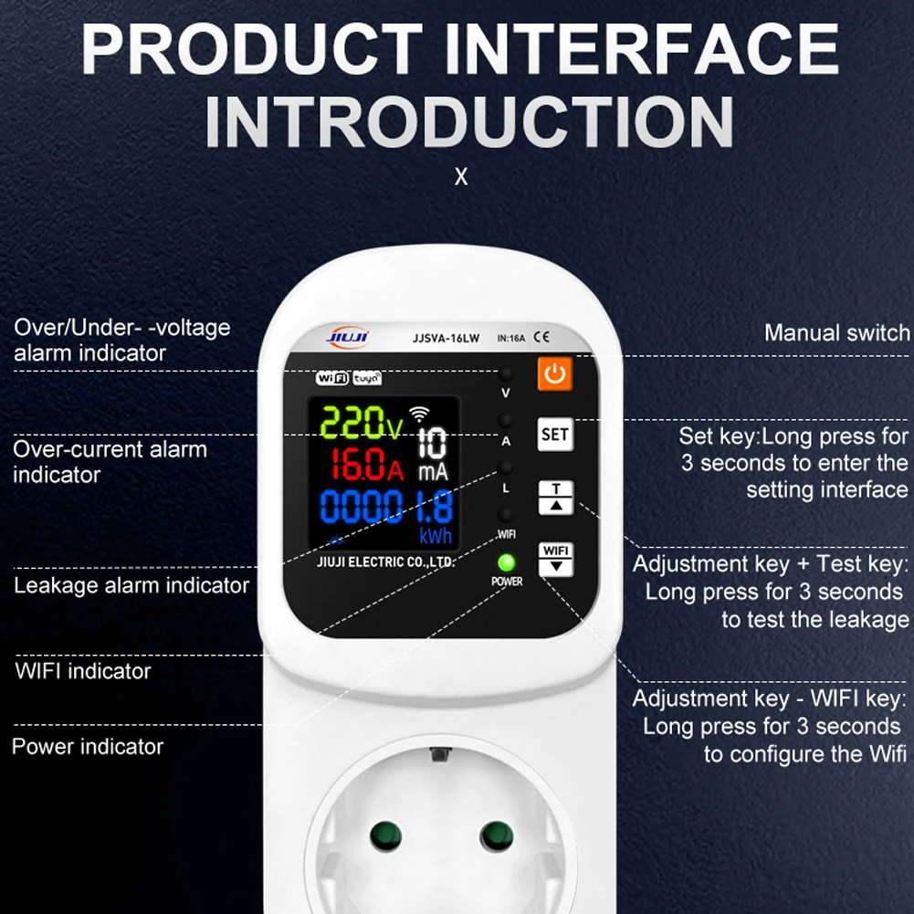Wifi intelligent screen socket Voltage and current protection socket ...